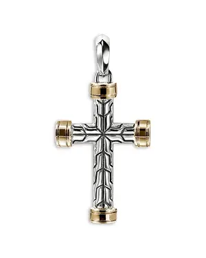 John Hardy 14k Yellow Gold & Sterling Jh Essential Cross Pendant - Silver