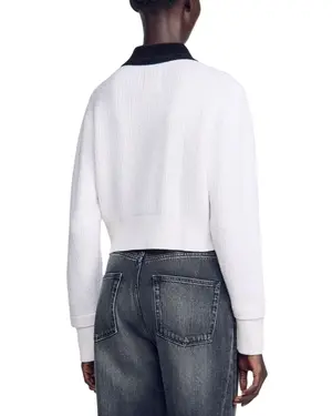 Sandro Maya Cable Knit Cropped Cardigan