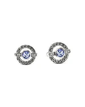 John Hardy Sterling Icon Tanzanite & Diamond Halo Stud Earrings