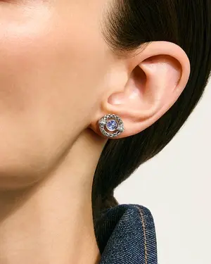 John Hardy Sterling Icon Tanzanite & Diamond Halo Stud Earrings