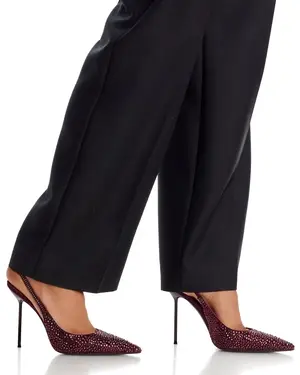 Paris Texas Lidia Crystal Embellished Slingback Pumps - Dark Ruby