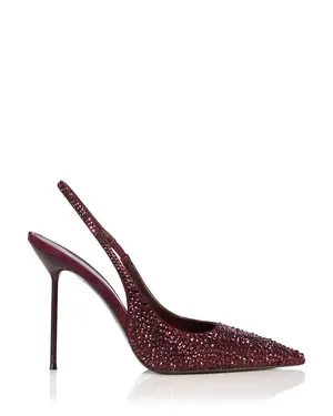 Paris Texas Lidia Crystal Embellished Slingback Pumps - Dark Ruby