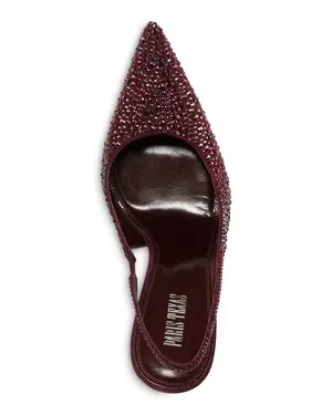 Paris Texas Lidia Crystal Embellished Slingback Pumps - Dark Ruby
