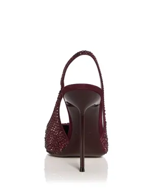 Paris Texas Lidia Crystal Embellished Slingback Pumps - Dark Ruby