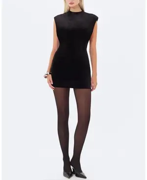 MISS CIRCLE NEW YORK Vienna Velvet Mock Neck Mini Dress
