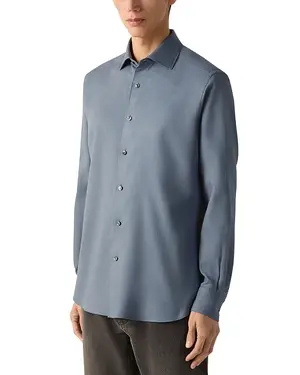 Zegna Cashco Cotton & Cashmere Shirt - Light Blue