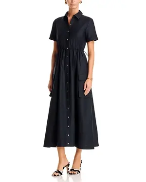 TOCCIN Maxine Short Sleeve Cotton Blend Shirt Dress