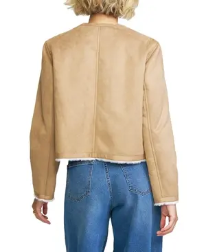 ELLE COLLECTION Faux Shearling Cropped Jacket