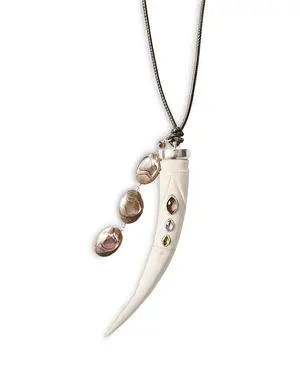 Chan Luu Tusk Gemstone Multi Charm Pendant Necklace, 46