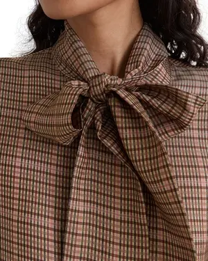 REISS Minnie Tie Neck Long Sleeve Blouse