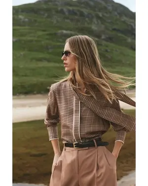 REISS Minnie Tie Neck Long Sleeve Blouse