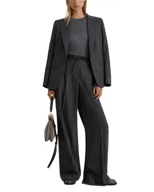 REISS Derby Wool Blend Wide Leg Pants