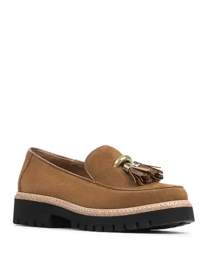 DONALD PLINER Suede Tassel Loafers - Saddle