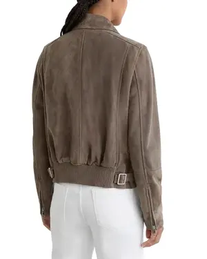 REISS Sorina Suede Zip Front Jacket