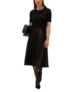 HOBBS LONDON Nadia Belted Mixed Media Dress