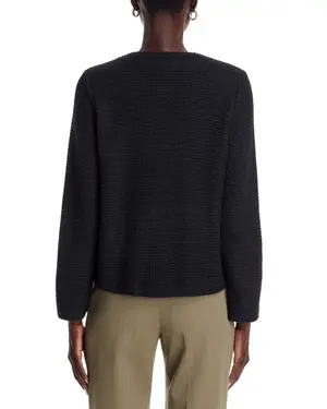 Eileen Fisher Cotton Boucle Round Neck Jacket