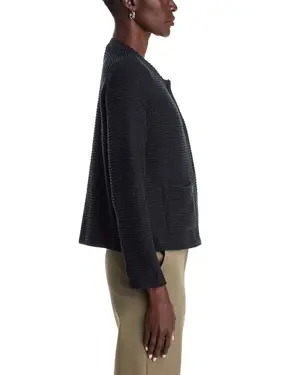 Eileen Fisher Cotton Boucle Round Neck Jacket