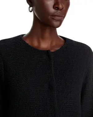 Eileen Fisher Cotton Boucle Round Neck Jacket