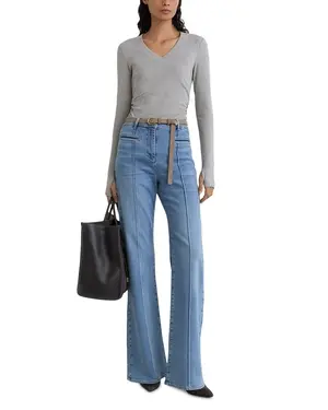 REISS Sandrine Cotton Stretch Thumb Hole Top