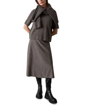 Whistles Wool Midi Skirt