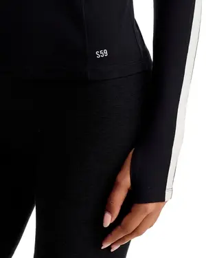 Splits59 Isabelle Mock Neck Top - Black/creme