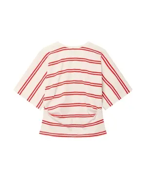 Mint Velvet Striped Batwing T-shirt - Red