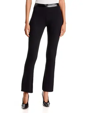 COURREGES Contrasting Vinyl Rib Knit Flare Pants - Black
