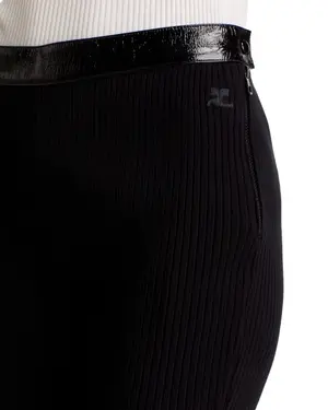 COURREGES Contrasting Vinyl Rib Knit Flare Pants