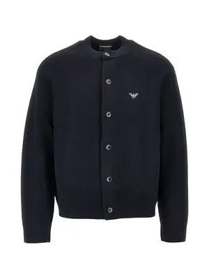 Emporio Armani Wool Zipped Cardigan - Blue