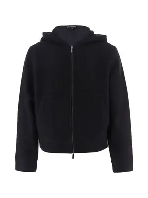 Emporio Armani Wool Blend Blouson Jacket - Black