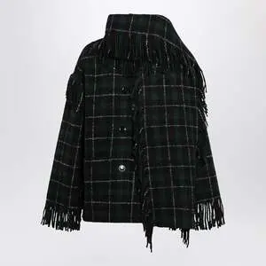 TOTEME Black/green Check Jacket With Scarf - Multicolor