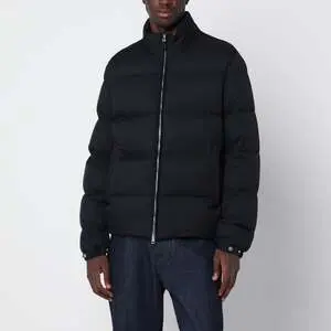 Zegna Navy Zip-up Down Jacket - Blue