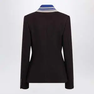 Dries Van Noten Aubergine Jacket With Striped Shawl Collar