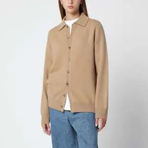 Guest In Residence Camel-colored Felted Plaza Shirt-style Cardigan - Cream