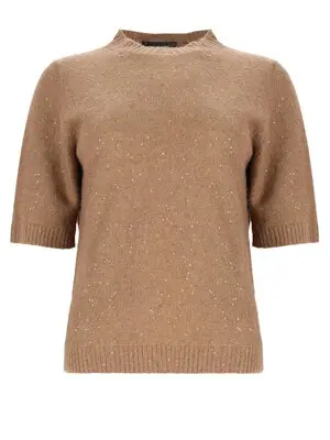 Fabiana Filippi Maglia In Lana Misto Seta E Cashmere - Beige