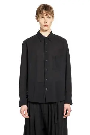 ZIGGY CHEN Spread Collar Pocket Shirt - Black