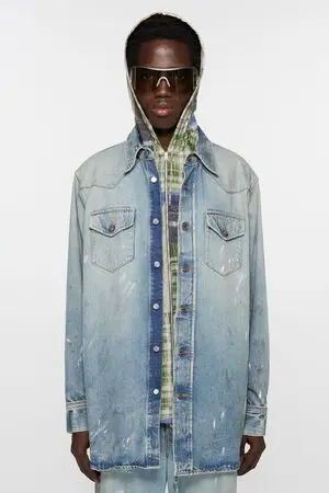 Acne Studios Paint Printed Denim Shirt