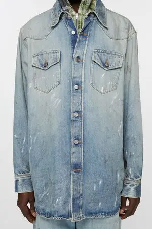 Acne Studios Paint Printed Denim Shirt