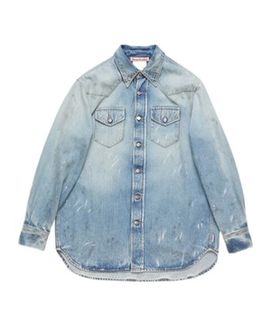 Acne Studios Paint Printed Denim Shirt - Light Blue