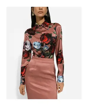 Dolce & Gabbana Dolce Gabbana Vintage Rose Printed Satin Shirt