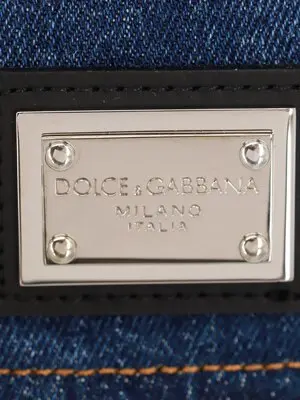 Dolce & Gabbana Dolce Gabbana Logo Plaque Denim Bustier Top