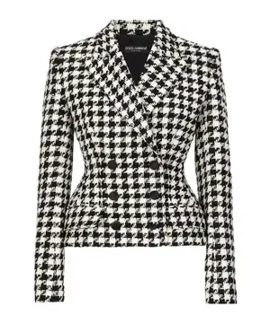 Dolce & Gabbana Dolce Gabbana Double-breasted Houndstooth Jacket - Black