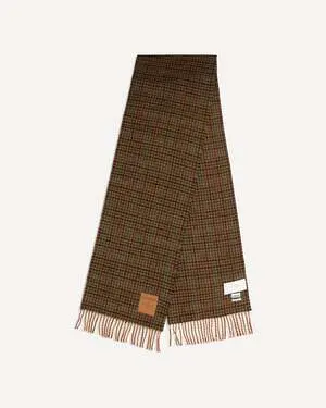 GANNI Small Check Wool Scarf