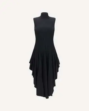 Alaïa 3d Sculpted Knit Pointed Dress - Black