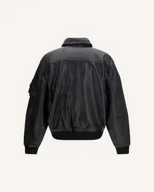 Alpha Industries Cwu-36/p Leather Uv Bomber Jacket