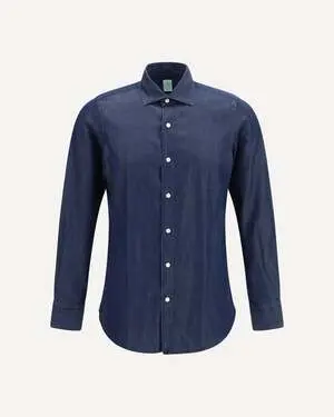 FINAMORE 1925 Giza 45 Denim Shirt - Blue