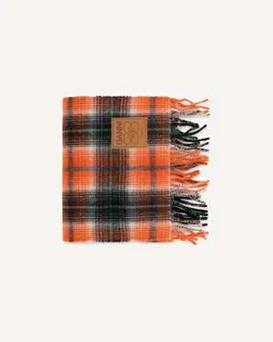 GANNI Checked Wool Scarf