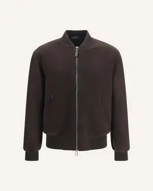 Brioni Woo And Cashmere Zip-up Bomber Jacket Mae