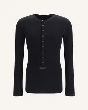 Dolce & Gabbana Ribbed Cotton Henley T-shirt