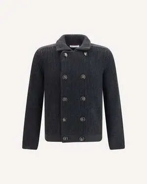 Brunello Cucinelli Marina Cardigan In English Rib Cashmere - Grey